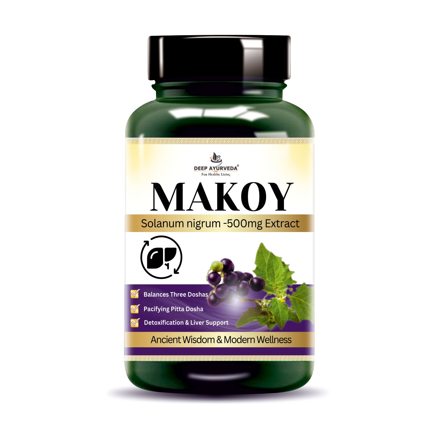 Makoy (Solanum nigrum) Vegan Capsule For Liver Health - Deep Ayurveda