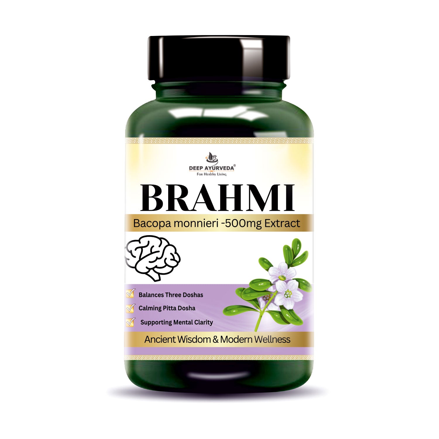 Brahmi (Bacopa monnieri) Vegan Capsule Made with 10:1 Extract - Deep ...