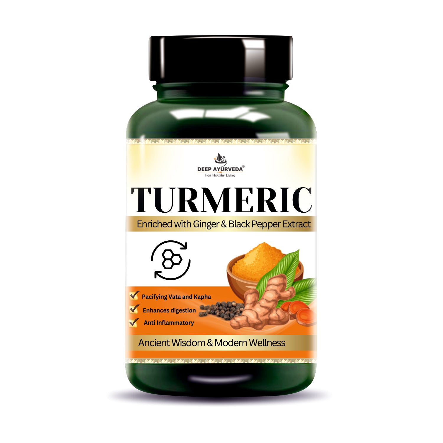Turmeric Vegan Capsule With Piperine & Zingiber officinale - Deep Ayurveda